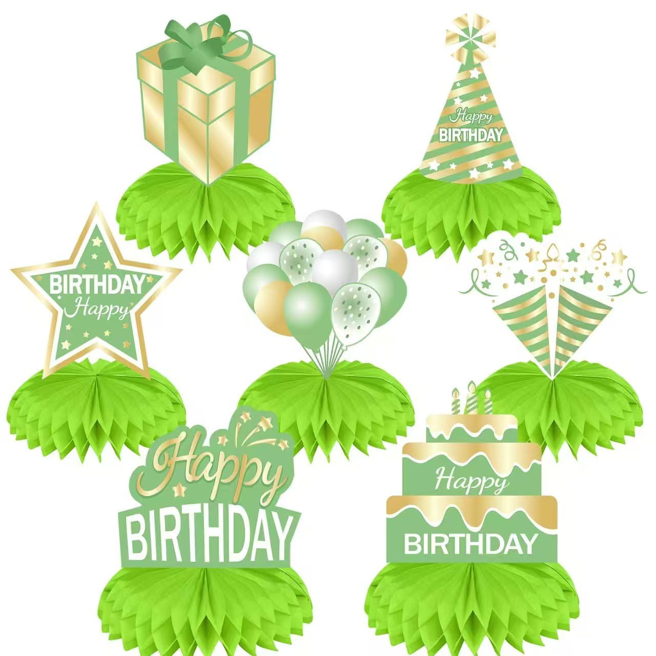 Amazon.com: Green Birthday Decorations Honeycomb Centerpieces for Women ...