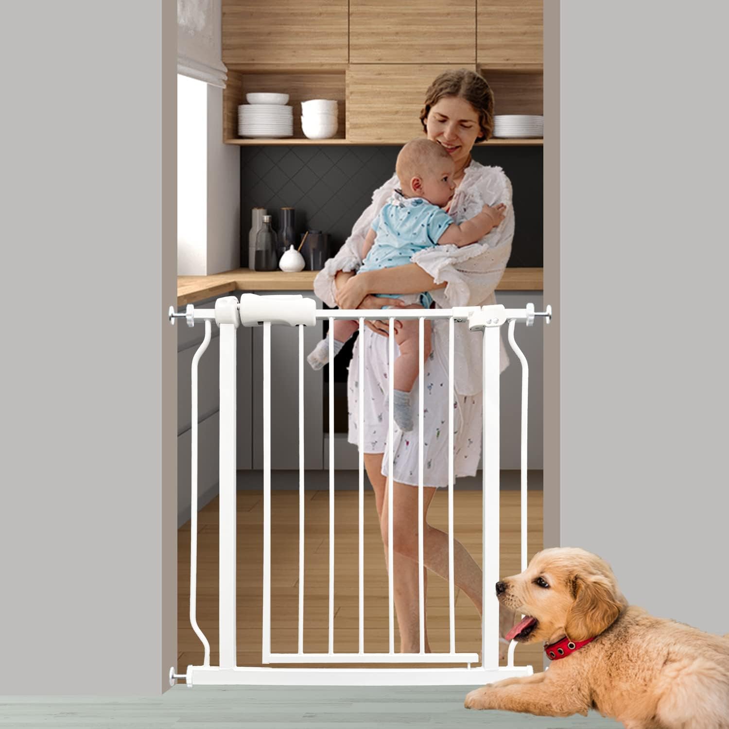 Amazon.com: HOOOEN Narrow Baby Gates for Stairs Doorways Auto Close ...