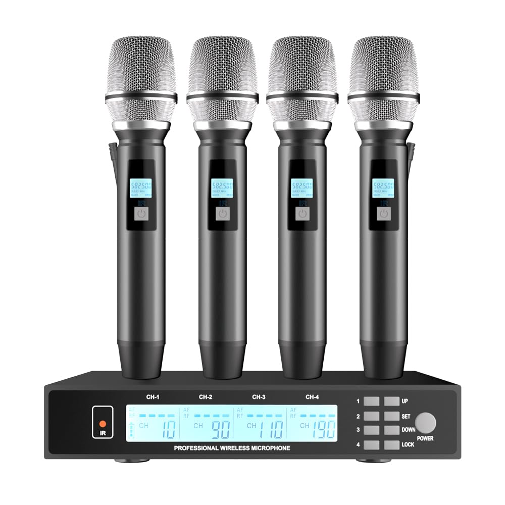 Amazon.com: Doslnlya NG-4 Wireless Microphone System, 4-Channel UHF ...