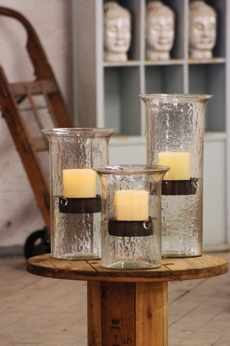 Hammered Glass Hurricane Candle Holder HomeRoots Clear Glass Hurricane