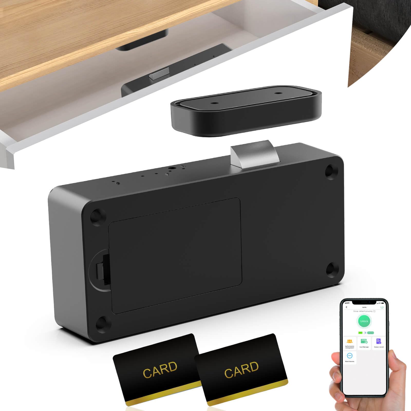eLinkSmart Hidden Smart Cabinet Lock, RFID Electronic Keyless Bluetooth ...