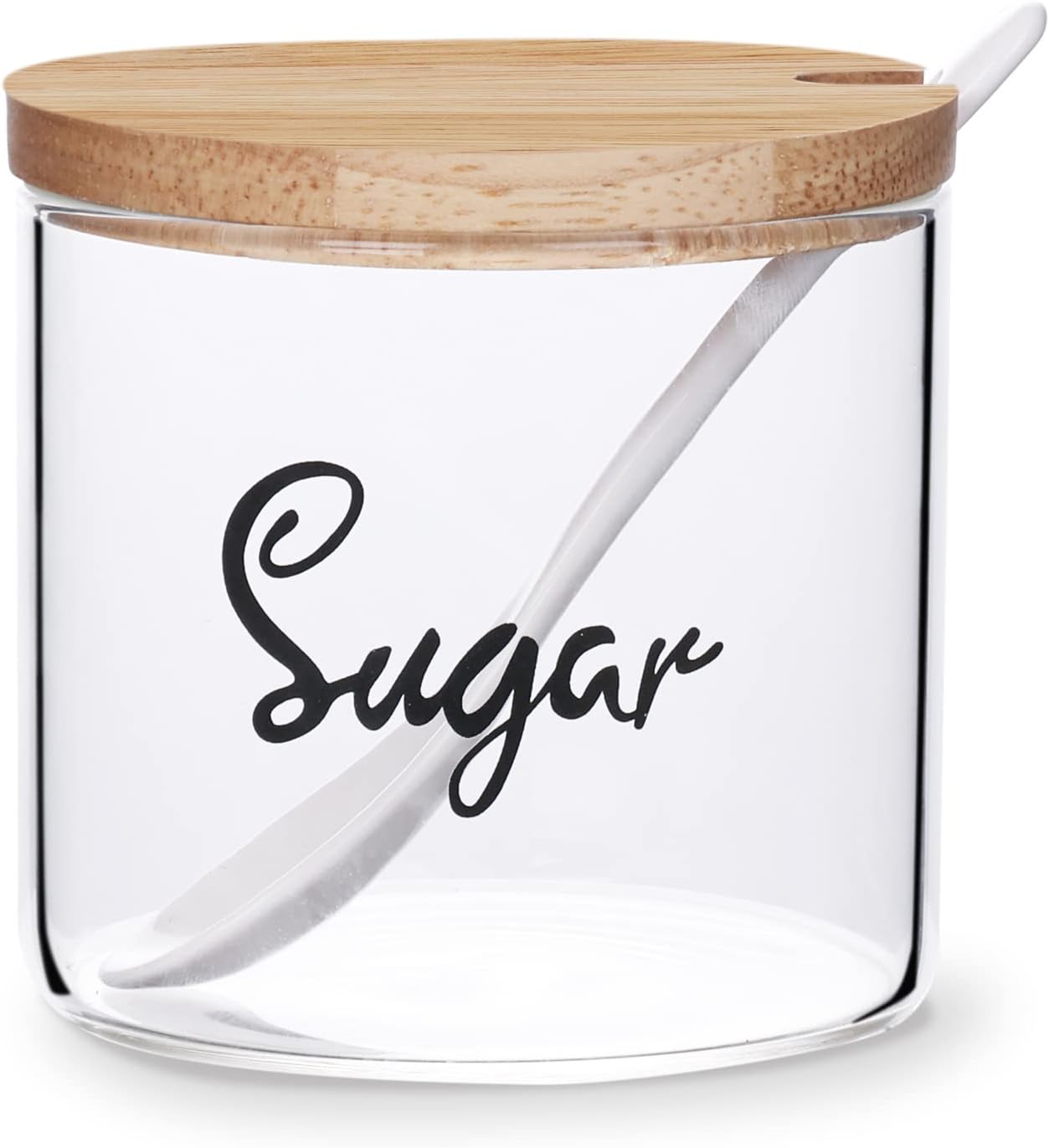 Amazon.com | Quald 15oz Sugar Container with Bamboo Lid and Spoon,Sugar ...