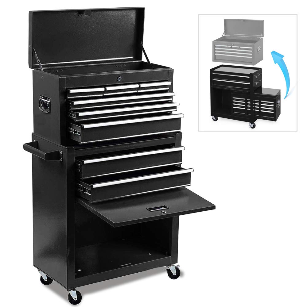 Buy 8-Drawer Tool Chest, High Capacity Tool Box, Removable 4-wheel ...