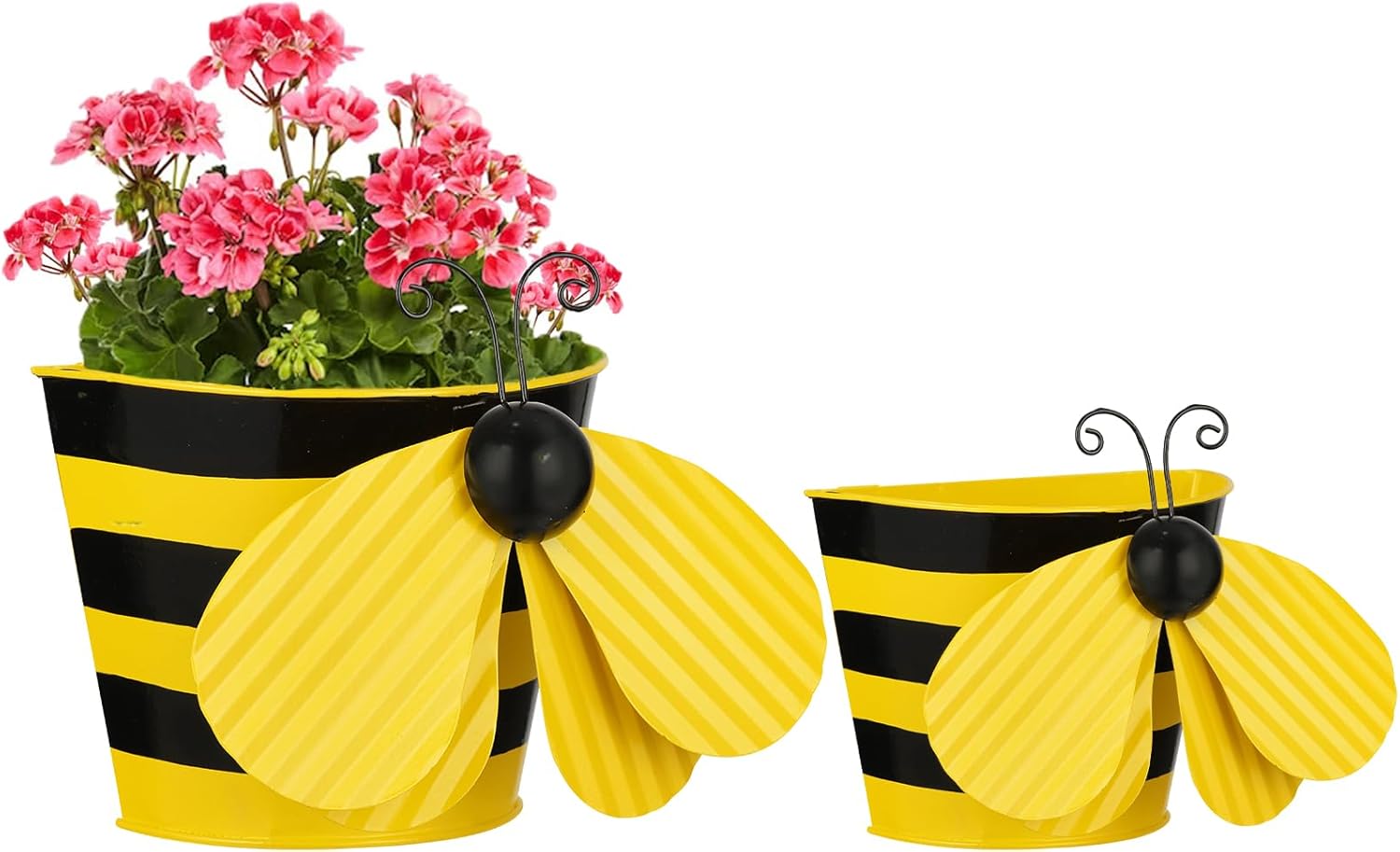 Amazon.com: BAYN Set of 2 Bee Wall Hanging Planter Decor Art, Metal Wall Mounted Planters Garden ...