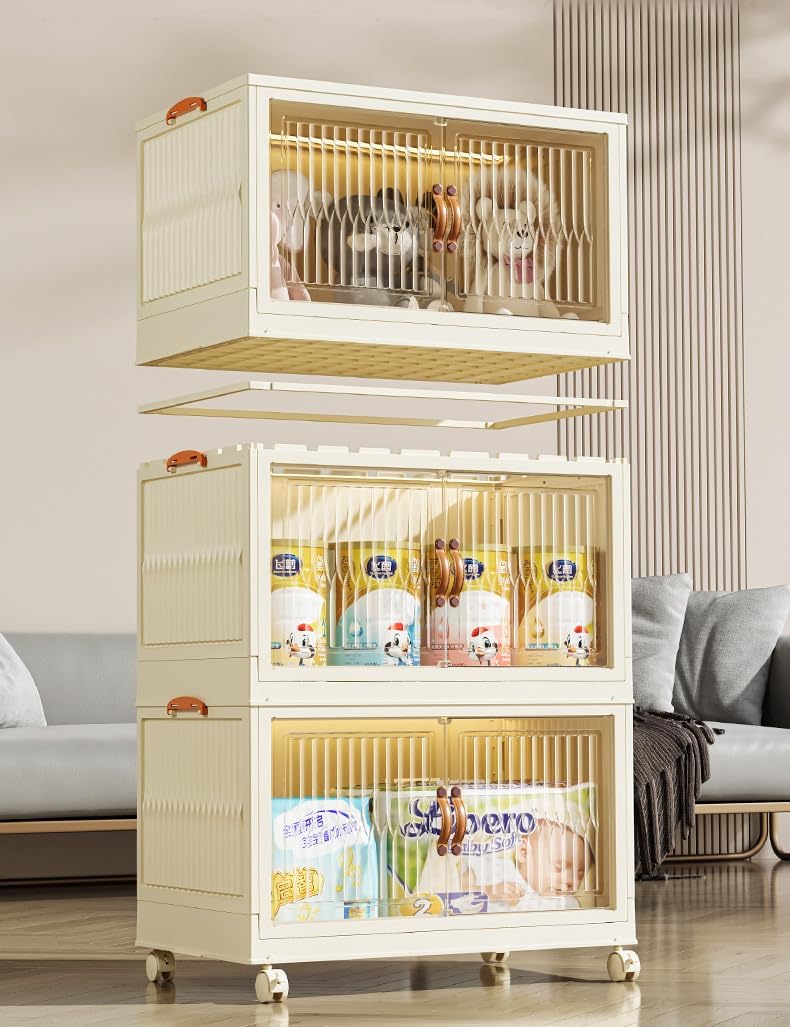 ANBOO 3 Pcs Large Storage Boxes with Universal wheel, Plastic ...