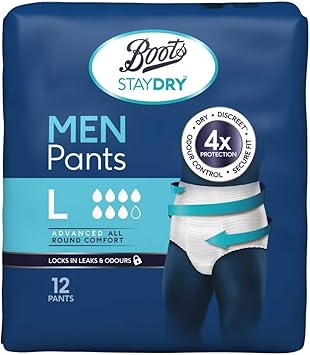 Boots Staycdry Men Pants (Sizes M-XL) for Bladder Weakness, Oddour ...
