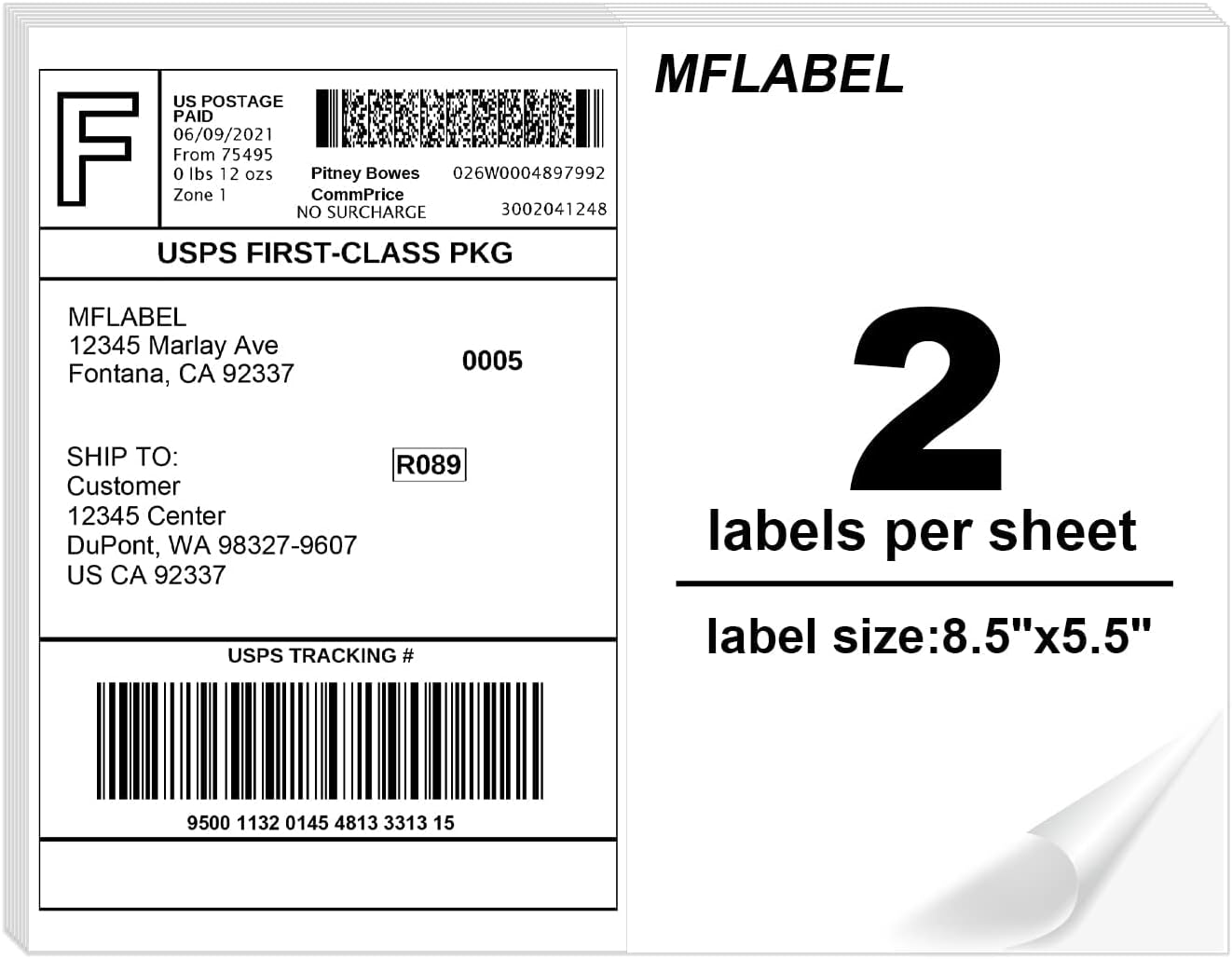 Amazon.com : MFLABEL Half Sheet Laser/Ink Jet Shipping Labels for UPS ...
