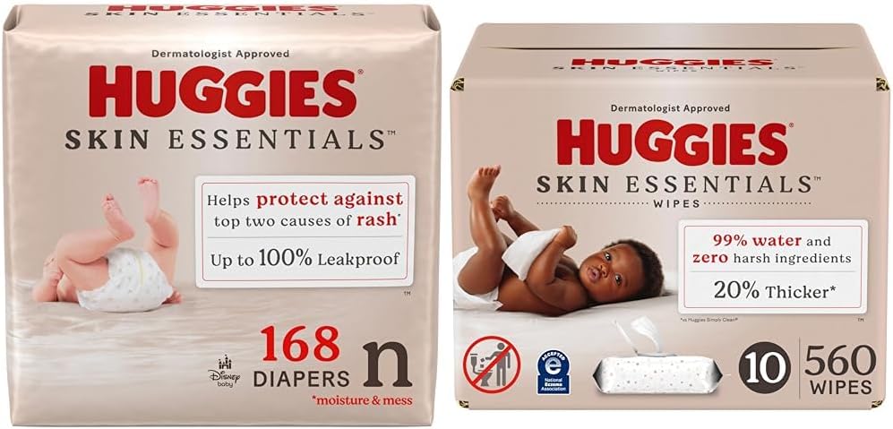 Amazon.com: Bundle of Huggies Size Newborn Diapers, Skin Essentials ...