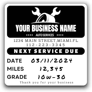 Amazon.com: Custom Oil Change Stickers with Your Business Name Online ...
