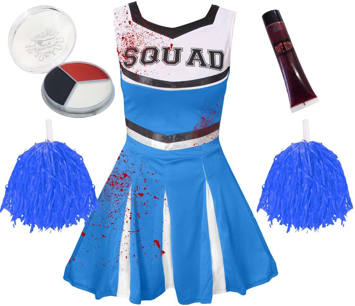Buy Girls Halloween Zombie Cheerleader Fancy Dress Costume ...