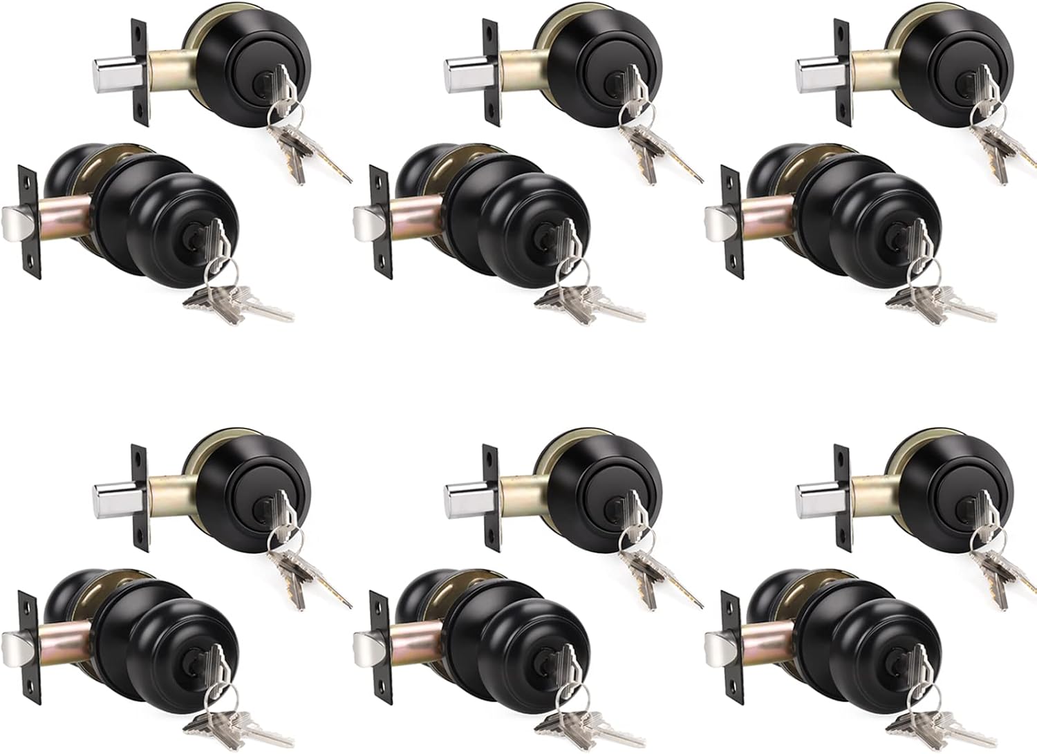 KNOBWELL 6 Pack Entry Door Knob and Single Cylinder Deadbolt Combo Set ...