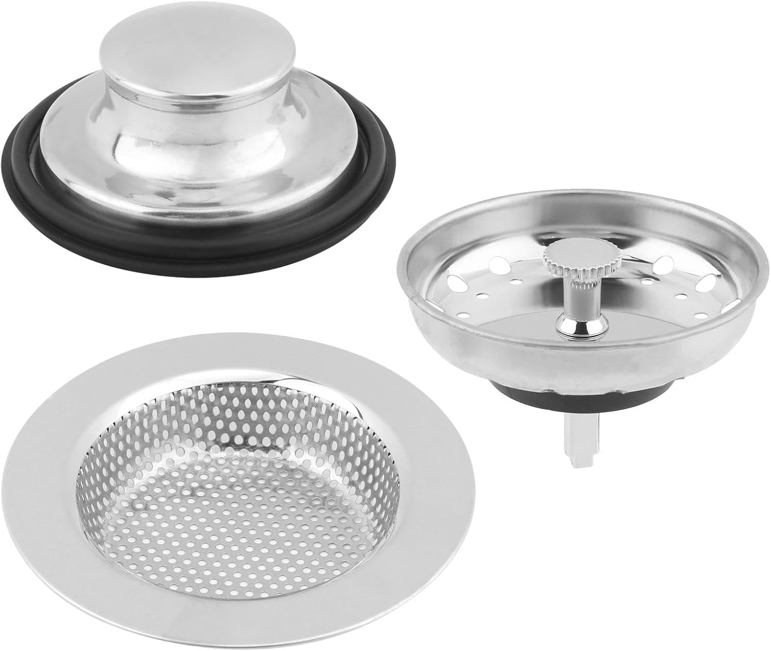 3 Pcs Kitchen Sink Stopper Strainer, 3 in 1 Stainless Steel Kitchen ...