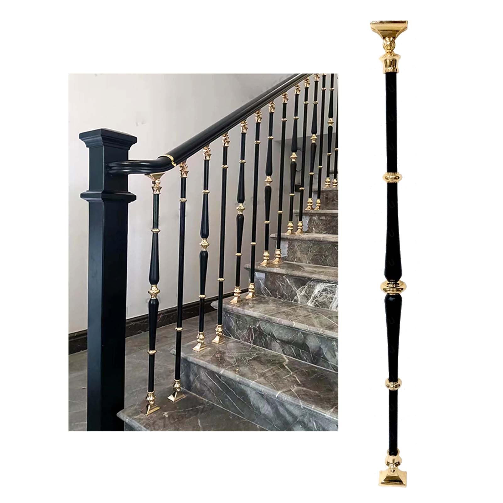 Aluminum Stair Balusters With Screws Black Gold Modern Stair Balustrade ...