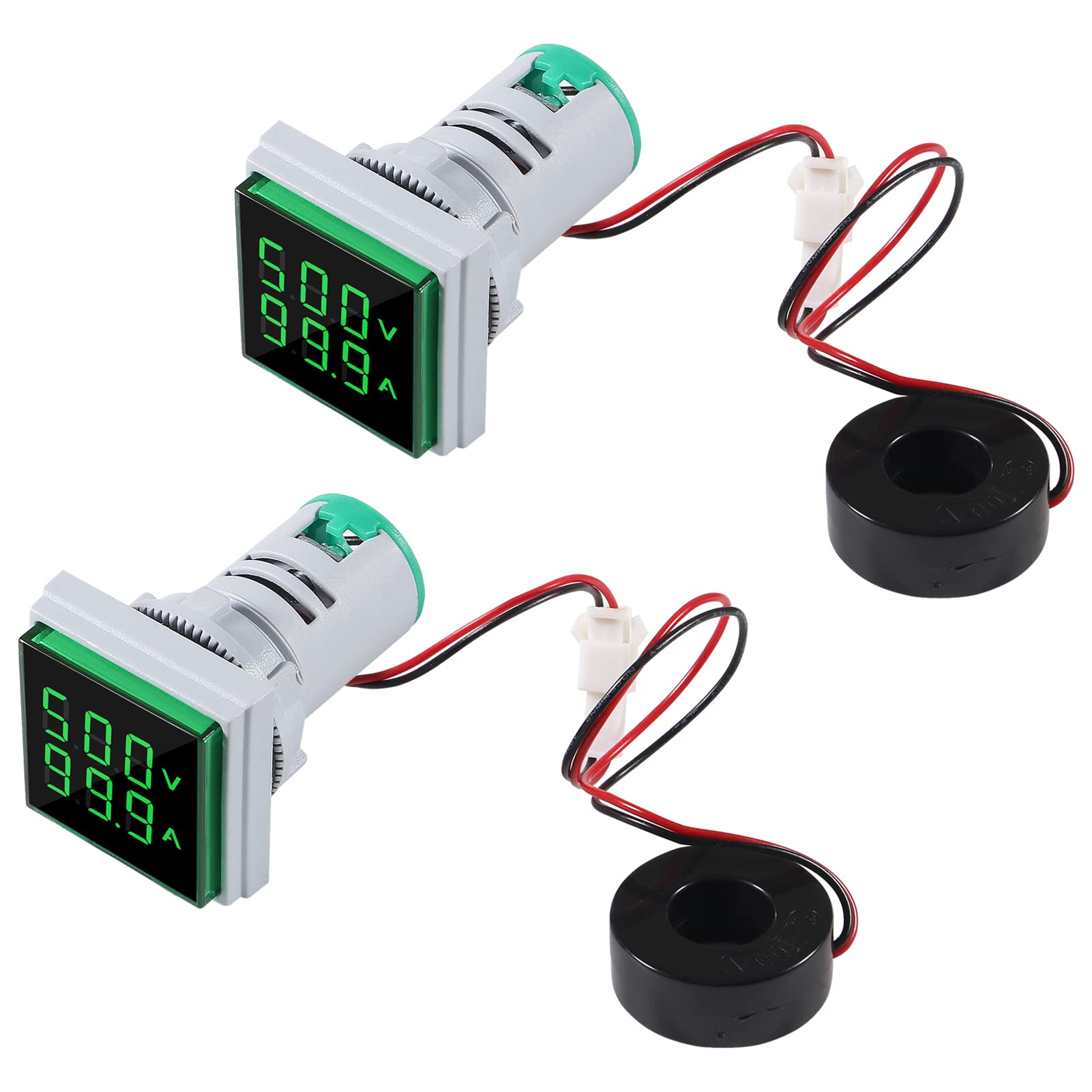 Snapklik.com : 2Pack LED Display Voltmeter, Square Dual Display ...