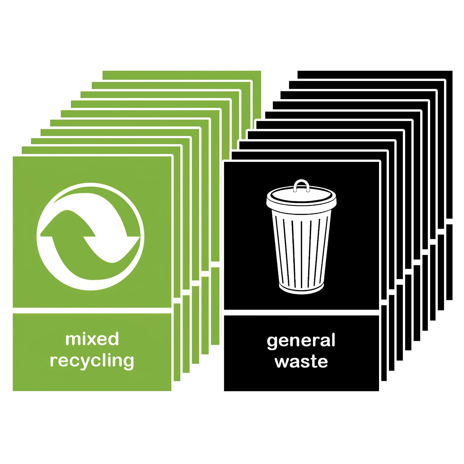 ZYNERY Recycling Bin Stickers,20 Recycling Rtickers 150mm x 100mm ...