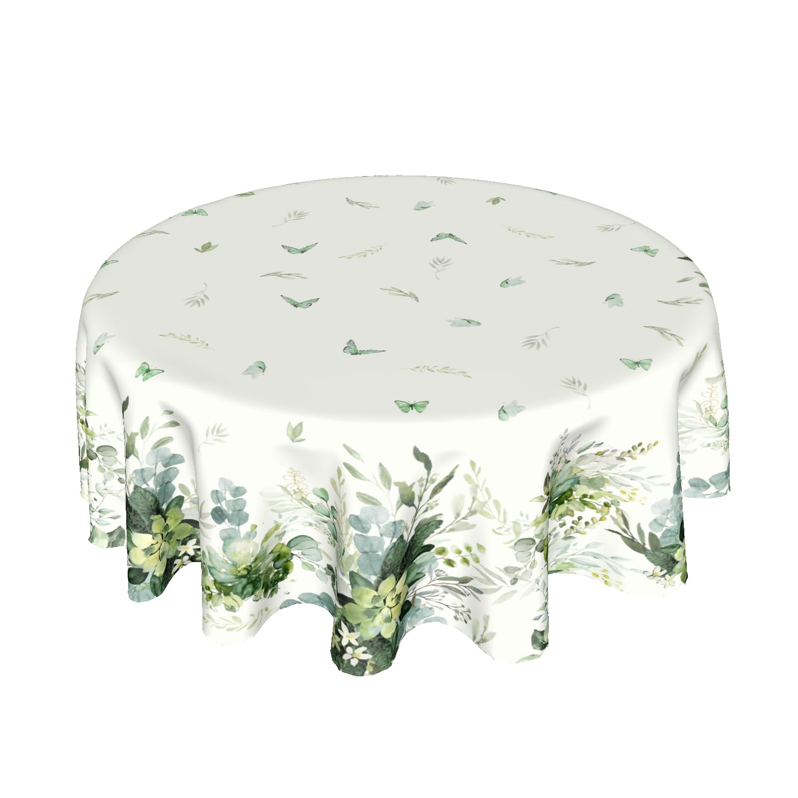 Amazon.com: Kawani Spring Summer Eucalyptus Floral Table Cloth Round 60 ...