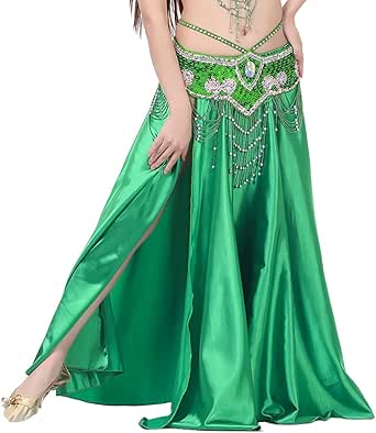 Amazon.com: Calcifer Satin Long Swing Belly Dance Skirt Costume Dancing ...