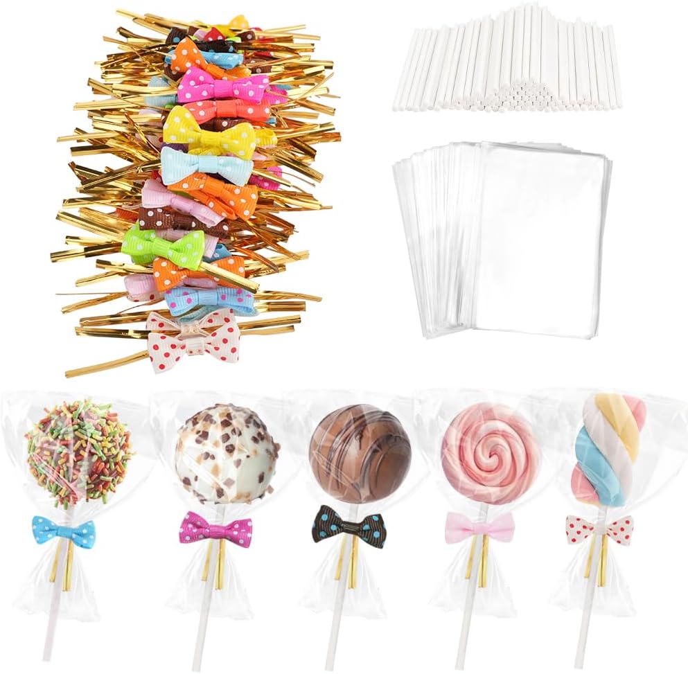 Amazon.com: JEPELUS 300 Pcs Cake Pop Sticks and Wrappers Kit, Including ...
