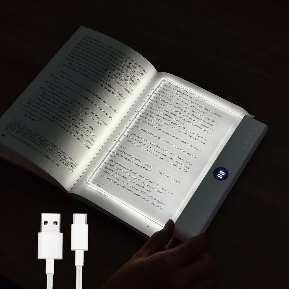 Iseuj Home Flat Book Lights for Reading at Night in Bed Clear LED Book ...