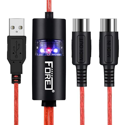 Amazon.com: FORE MIDI to USB Interface MIDI Adapter with Input&Output ...