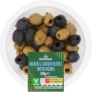 Morrisons Black & Green Olives With Herbs 120g : Amazon.co.uk: Grocery