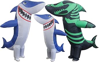 Disfraz Inflable Traje Halloween Niños/Adultos Tiburon Shark Huesos ...