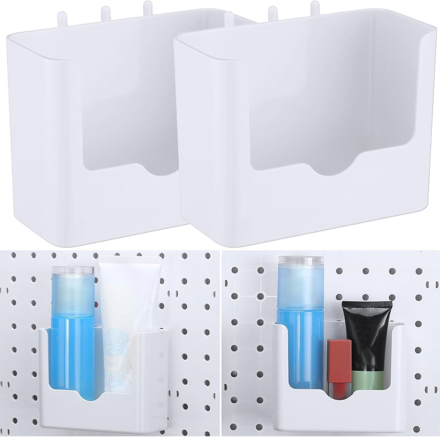 Amazon.com: 2 Pcs Pegboard Containers White Pegboard Accessories Peg ...