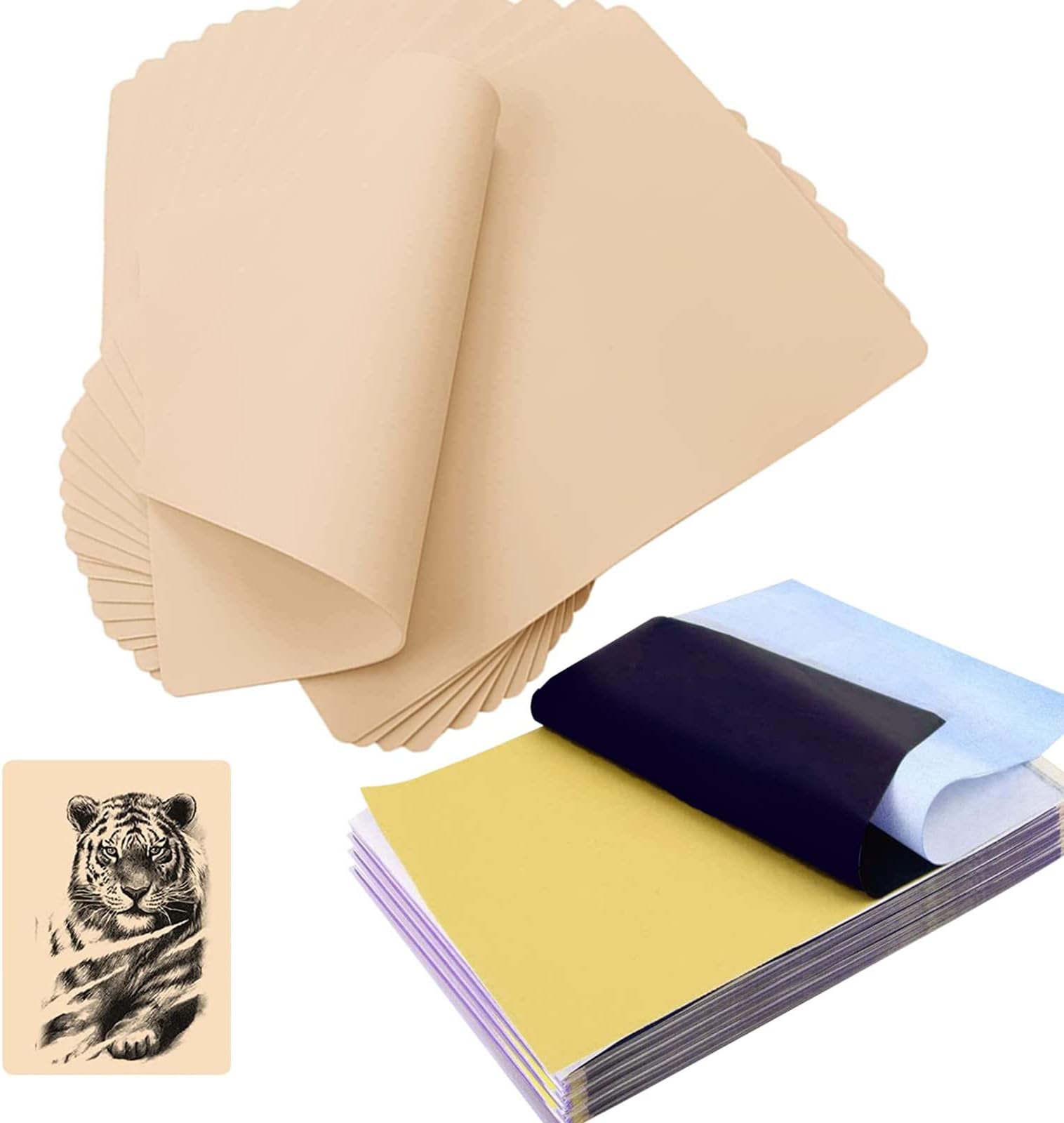 Amazon.com: Yuelong 30pcs Blank Tattoo Practice Skin and Transfer Paper ...