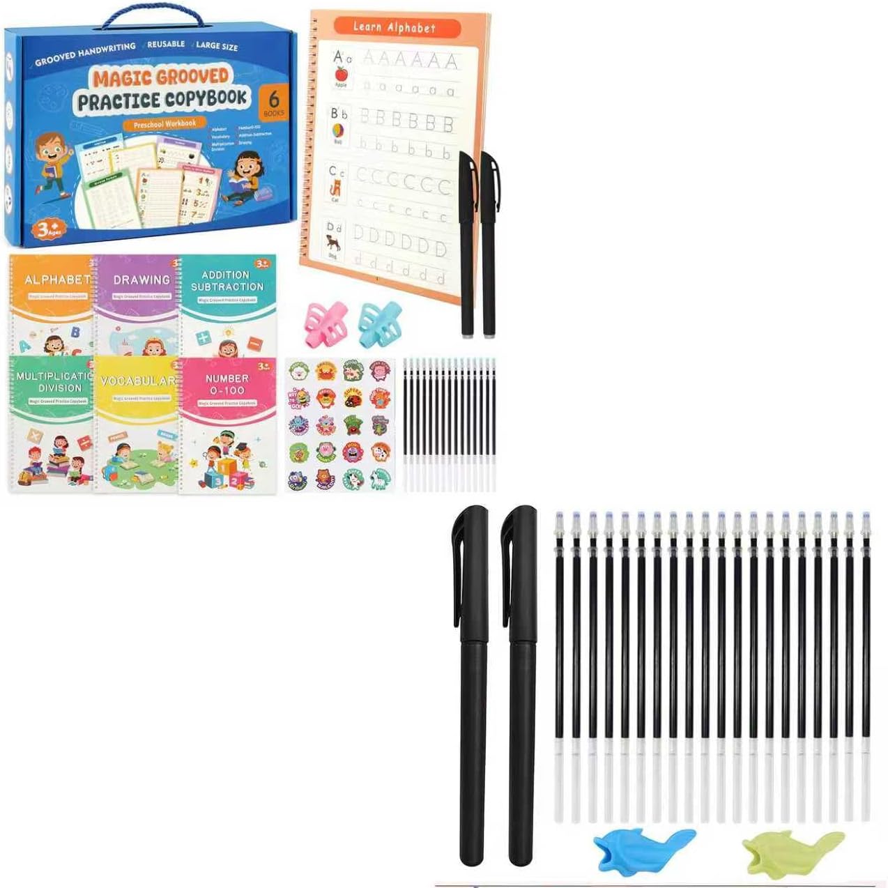 Amazon.com: PEOCEFOY 6 Pack Magic Grooved Practice Copybook with 35 Pcs ...