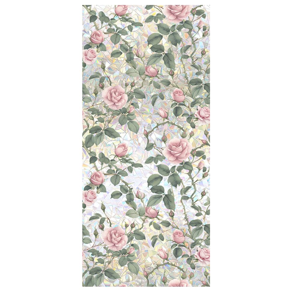 Amazon.com: Retro Pink Rose Flowers Window Privacy Film, Rose Rainbow ...