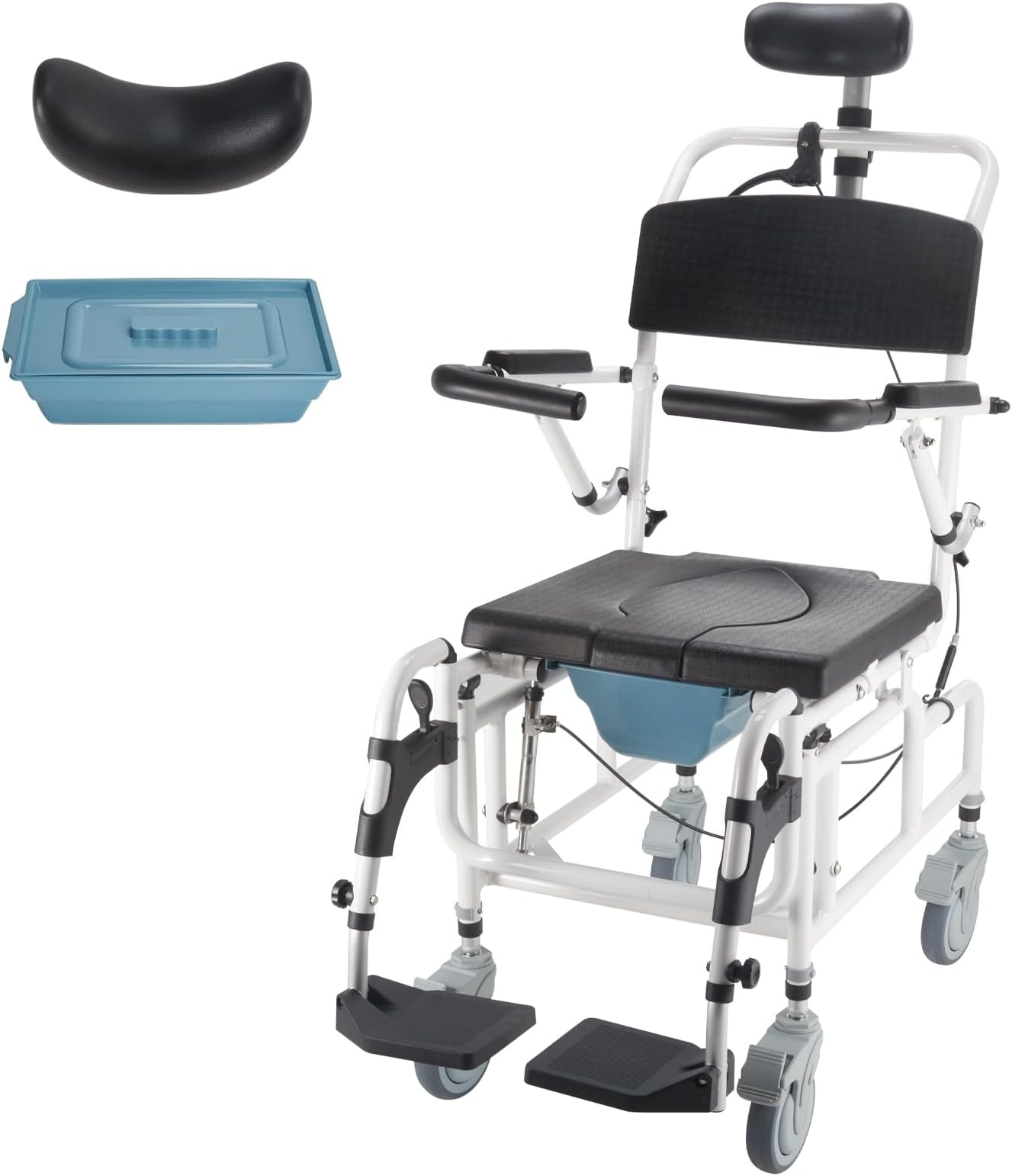Amazon.com: Vive Reclining Shower Chair with Wheels - Commode ...