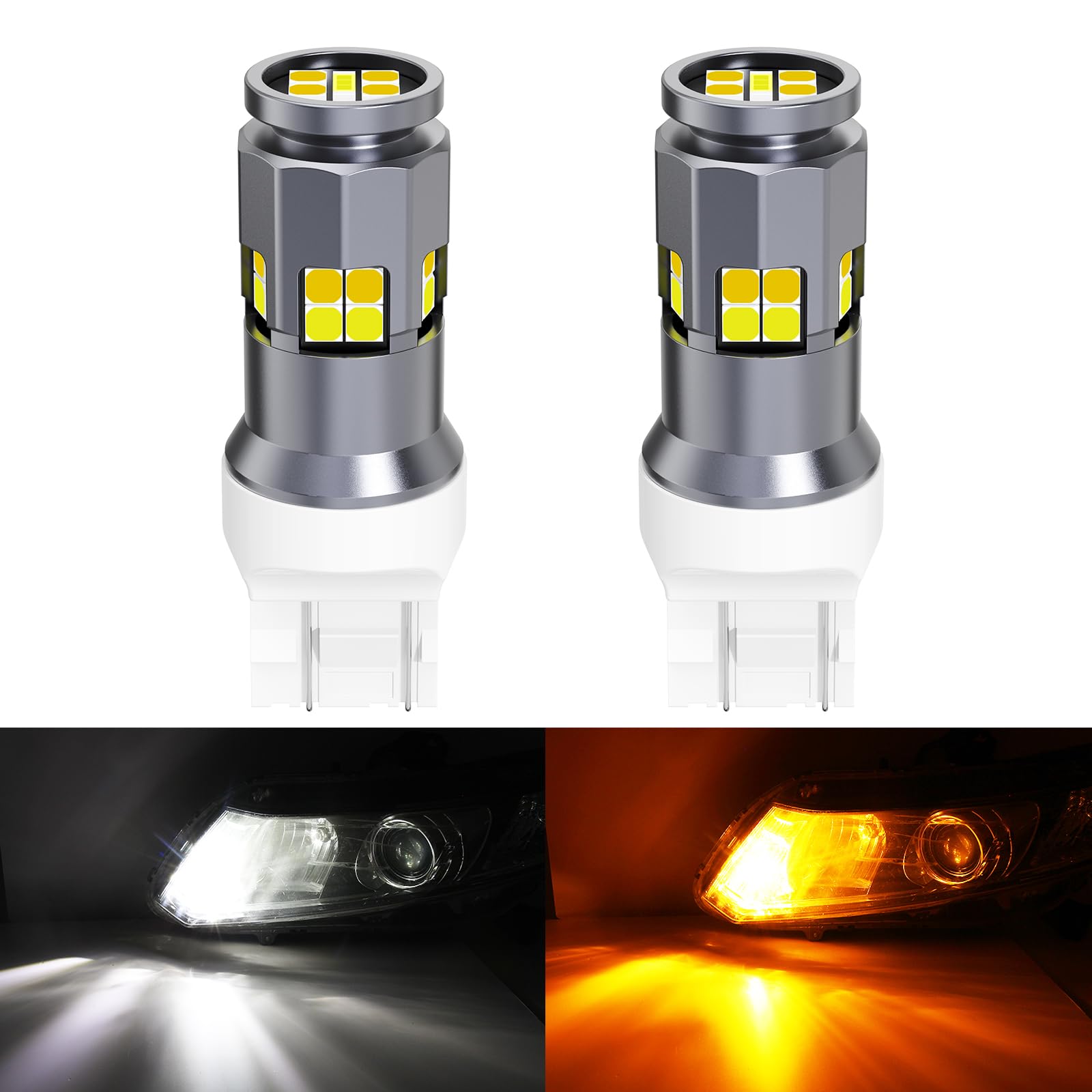 Amazon.com: Fulanmi T20 7443 Switchback Dual-Color Turn Signal LED ...