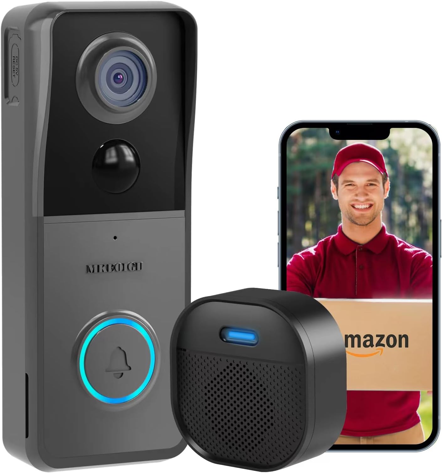 Amazon.com: MKEOLGE Doorbell Camera Wireless with Included Ring Chime ...