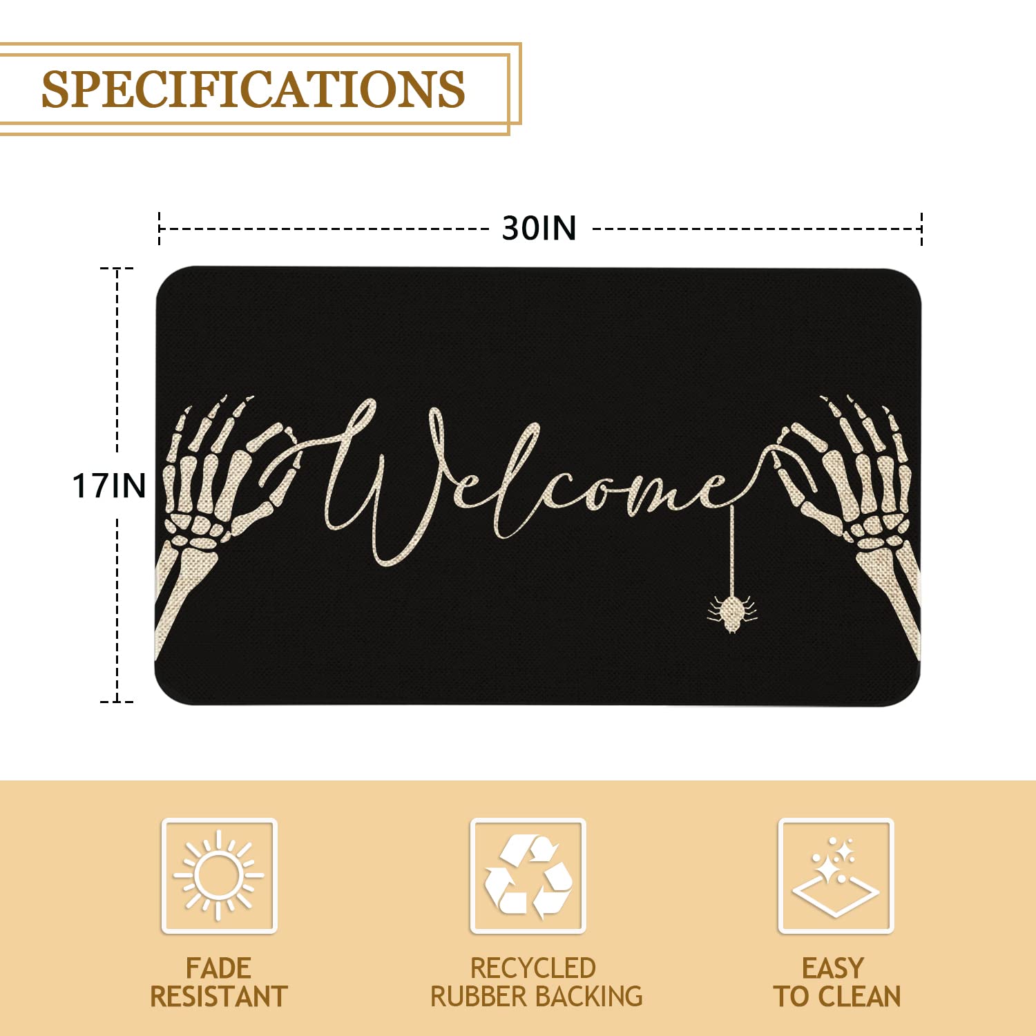 Halloween Door Mat 30 X 17 Inch Halloween Skull Doormat Indoor Outdoor ...