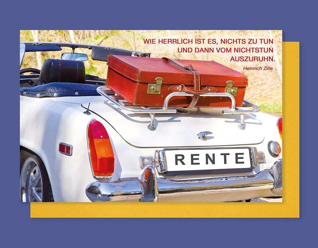Rente Ruhestand Abschied Karte Grußkarte Pension Auto 16x11cm : Amazon ...