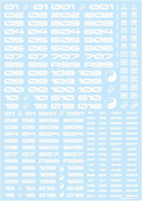 Amazon.com: HiQParts TR03 White Numbers Number Model Kit Water Slide ...