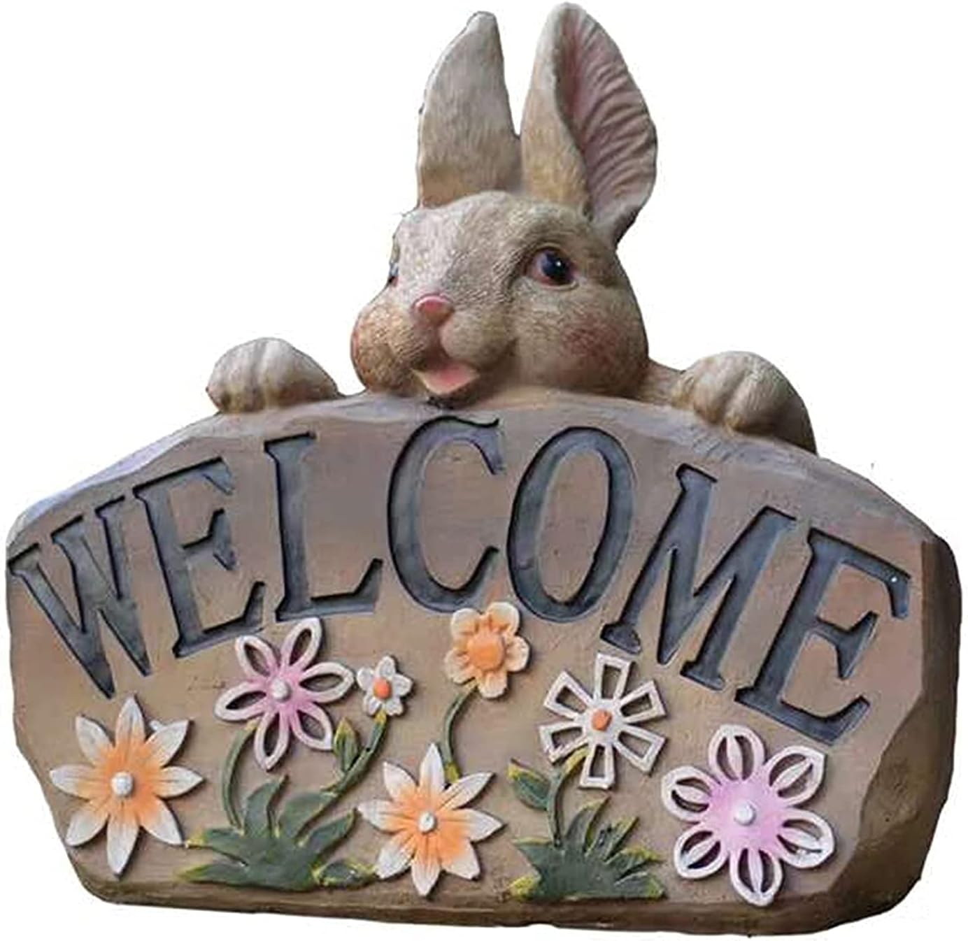 Amazon.com: Backyard Rabbit Welcome Sign, Resin Bunny Outdoor Garden ...