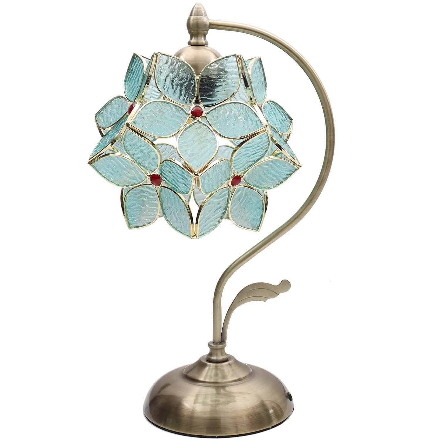 Bieye L10932 Tiffany Style Stained Glass Flower Petal Table Lamp with ...