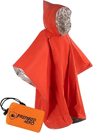 Amazon.com: Prepared Hero Poncho - Survival Tool for Camping, Heat ...