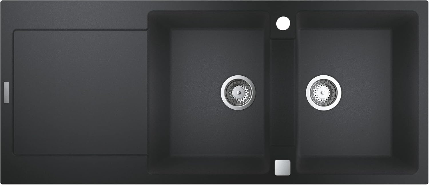 GROHE K500 - Quartz Composite Double Sink with Drainer (Reversible Top ...