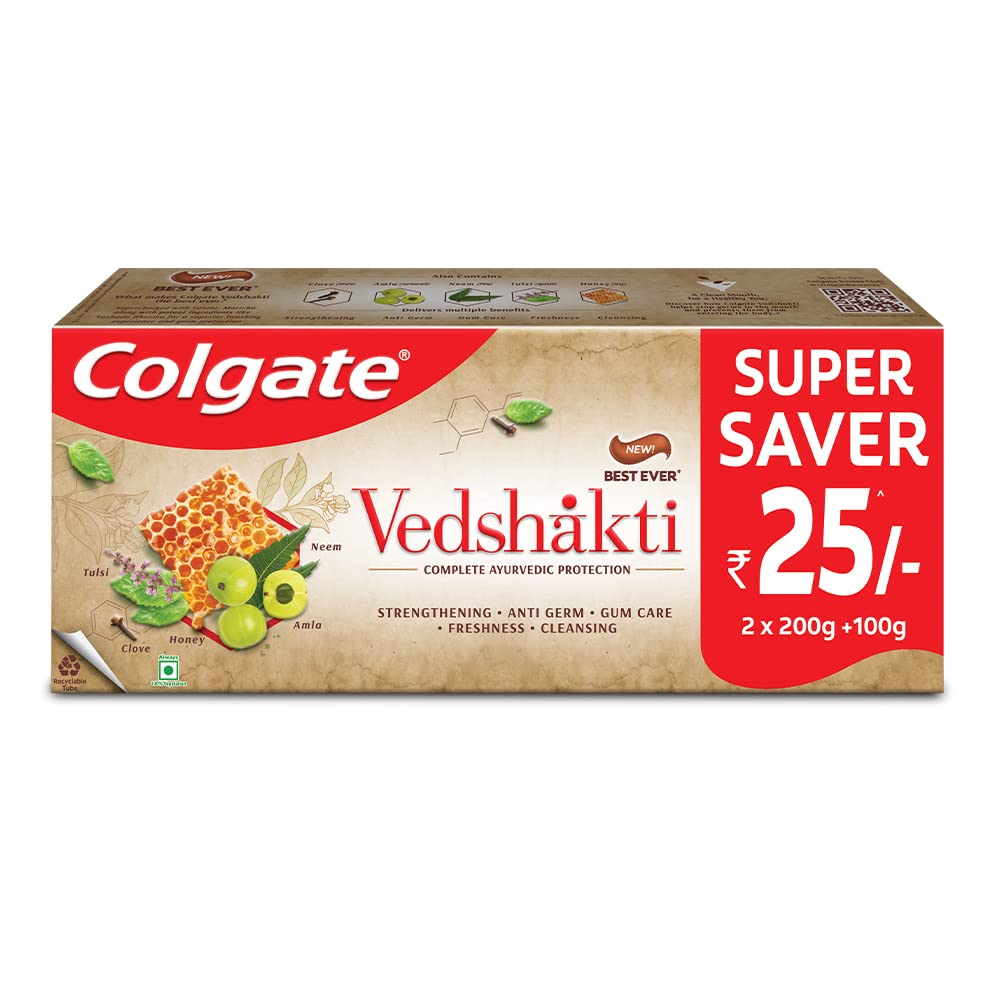 Colgate Swarna Vedshakti Ayurvedic Toothpaste, Anti-Bacterial Paste for ...