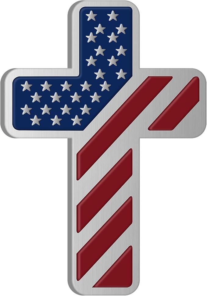 Amazon.com: Cross Christian Car Emblem – Patriotic USA Flag Zinc Alloy ...