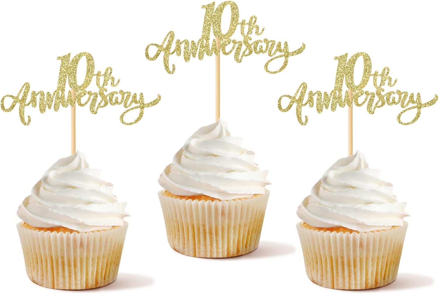 Amazon.com: 28 PCS 10th Anniversary Cupcake Toppers Glitter Ten ...