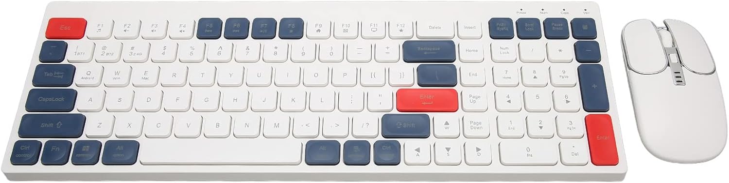 Amazon | キーボード マウス コンボ、デュアル モード エルゴノミクス キーボード マウス ラウンド キーキャップ 2.4GHz (白 ...