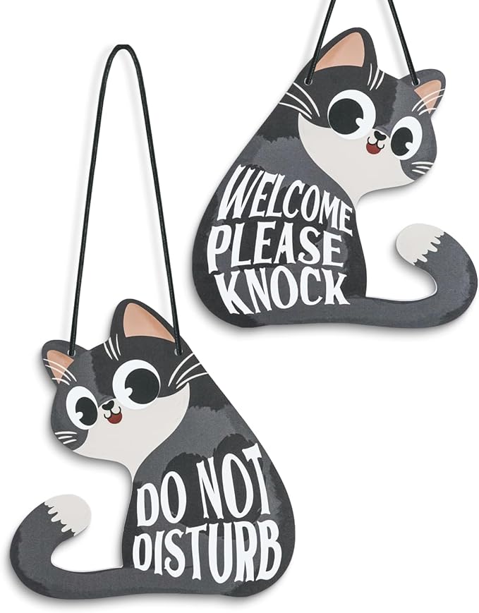 Amazon.com: Putuo Decor Do Not Disturb Sign Welcome Please Knock, Cute ...