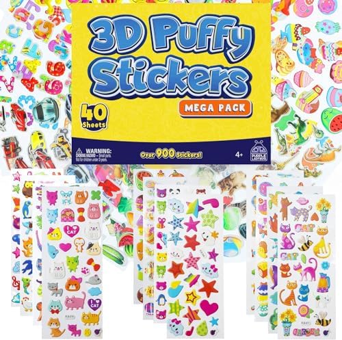 Gsxnkk Puffy Stickers for Kids,25 Sheets 3D Stickers for Kids Party Bag ...