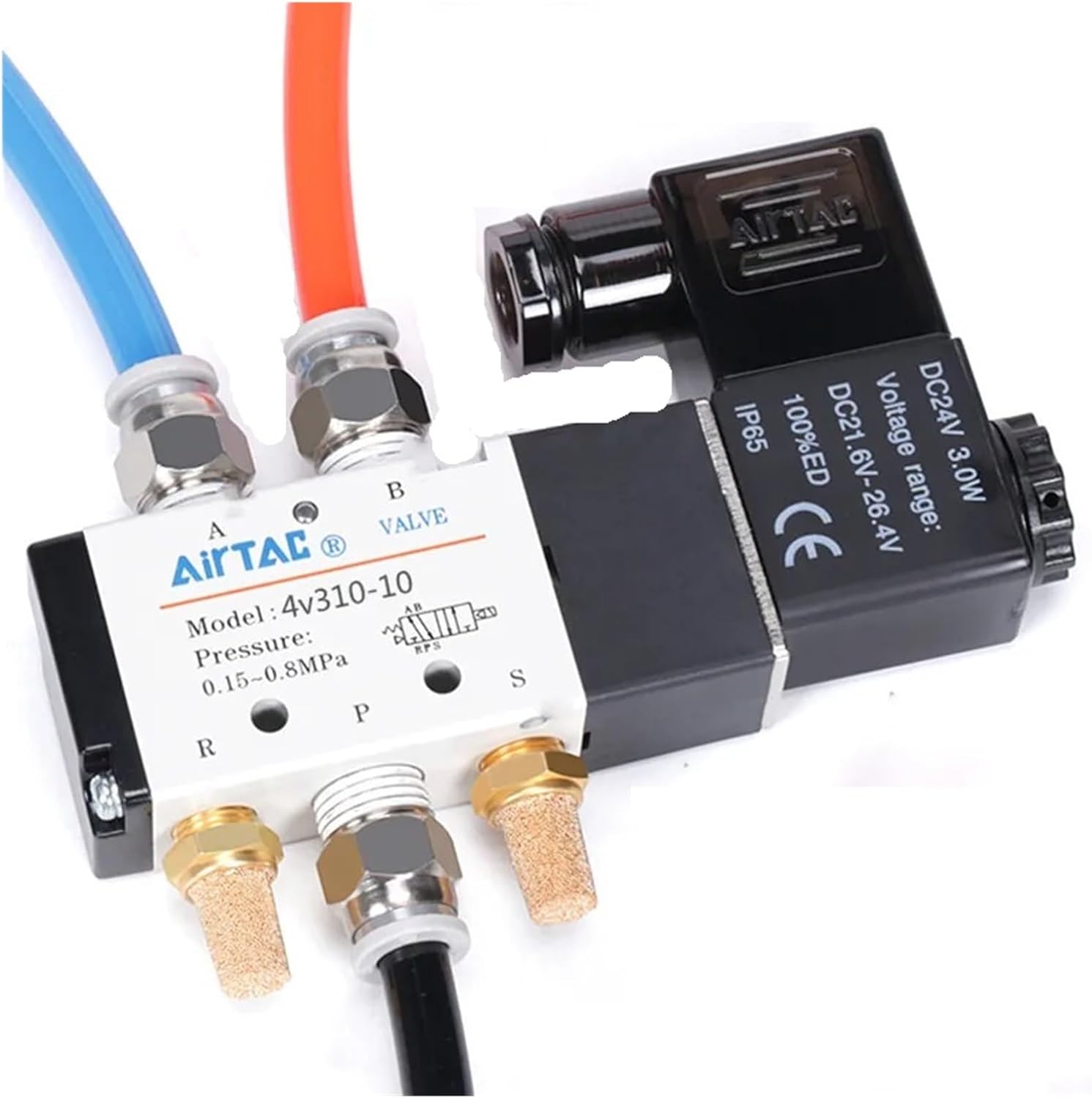 Amazon.com: 2pcs DC 12V 24V Pneumatic Solenoid Valve 4V310-10 Muffler ...