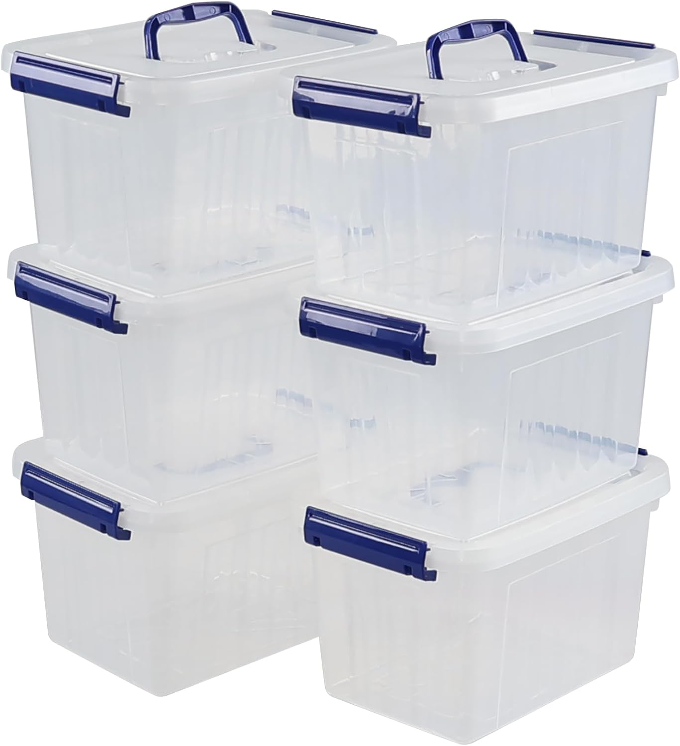 Buyitt Plastic Storage Boxes with Lid and Handle, Clear Stackable ...