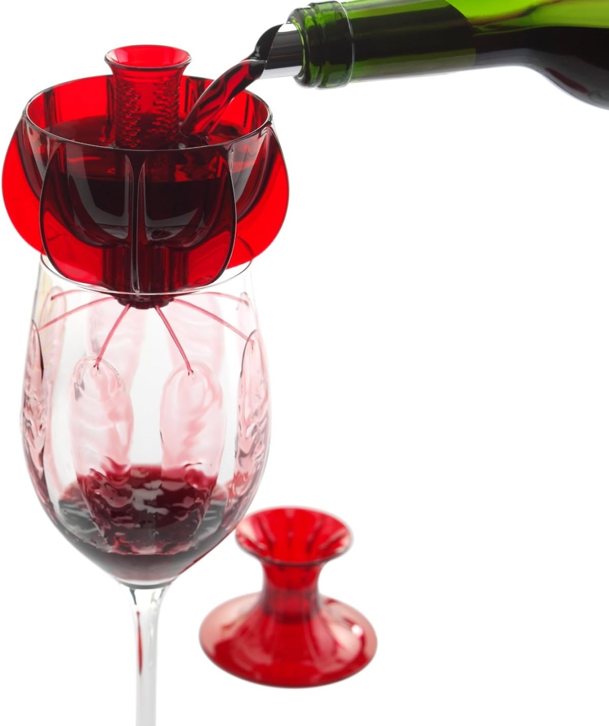 Decanter & Single Glass Wine Aerator WineWeaver Filtration Funnel [Red ...