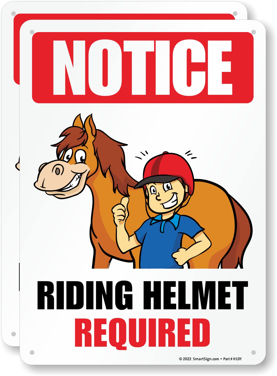 SmartSign (Pack of 2) 14 x 10 inch “Notice - Riding Helmet Required ...
